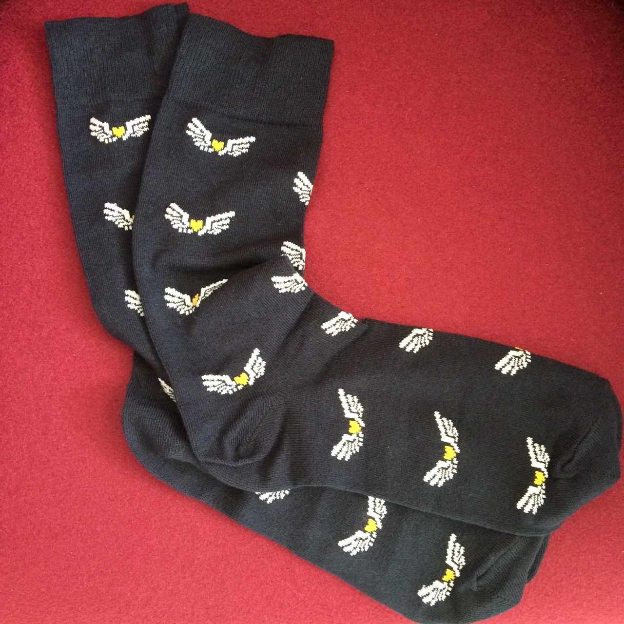 Hearts and Wings Blue socks for OH shop – The Haileybury Society
